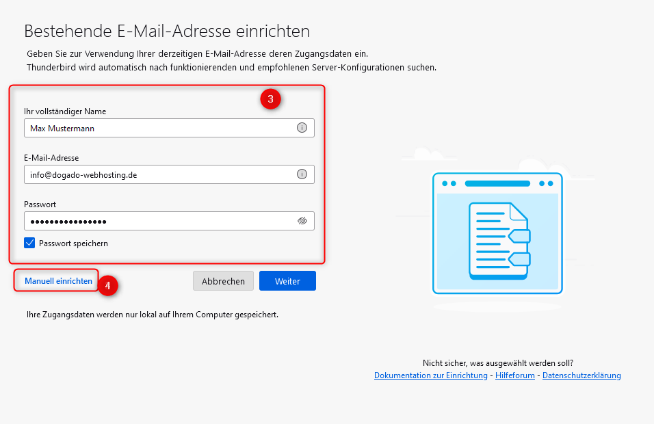 E-Mail Postfach in Thunderbird anlegen. – dogado Help Center