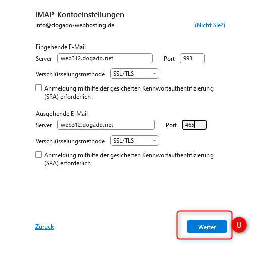 E-Mail Postfach in Outlook anlegen. – dogado Help Center